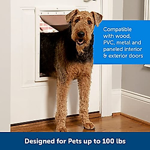 PetSafe NEVER RUST Dog and Cat Door, Large, For Pets Up To 100 lb, Paintable, Easy DIY Installation, Closing Panel Included, Install in Interior and Exterior Doors or Walls, Durable, Adjustable Flap