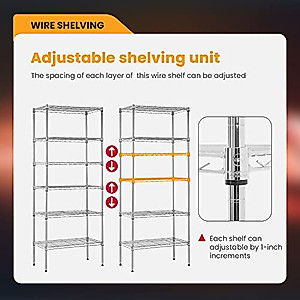 BestOffice Adjustable Wire Shelving Storage Shelves Heavy Duty Shelving Unit for Small Places Kitchen Garage (Chrome, 13" D x 23" W x 59" H)
