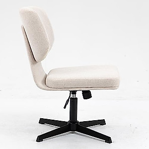 X-VOLSPORT Swivel Chair Small Office Chair Armless for Living Room Home Office Desk Chair No Wheels Linen Fabric Padded Height Adjustable Computer Chair Vanity Chairs Beige