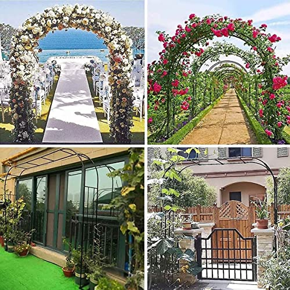 Heavy Duty Metal Garden Arch Wedding Rose Arch Arbor Trellis Archway(Color : Dark Green, Size : 2.6x2.4m/8.5x7.9ft) (Black 2.4x2.4m/7.9x7.9ft)