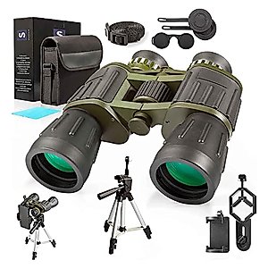 12X50 Full Size Binoculars for Adults with Photography Video Kit [Upgraded] Pro Tripod & Carrying Bag & Strap, Easy Focus for Camping,Travel,Stargazing,Bird Watching