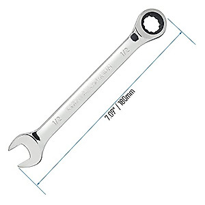 FOCMKEAS 1/2 Inch Ratcheting Combination Wrench SAE 72 Teeth 12 Point Ratchet Box Ended and Open End Spanner Tools for Tight Space, Heat-Treated CR-V
