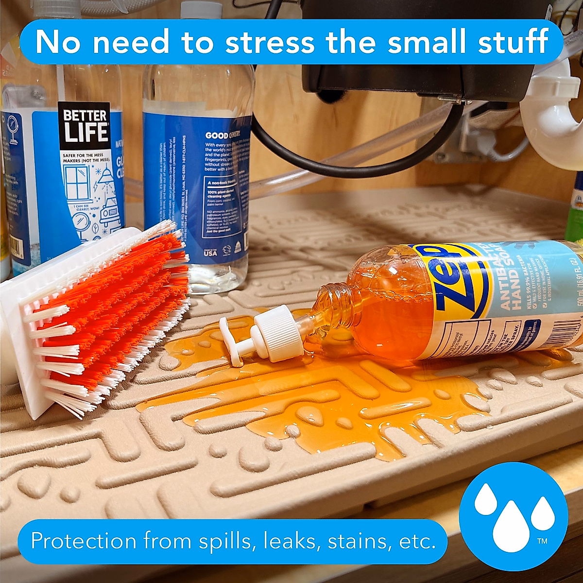 Xtreme Mats Waterproof Under Sink Mat (Gray 25" 1/4 x 19 1/4) Shelf Liner Cabinet Liner for Home Bathroom Vanity Cabinets Plumbing Leak Water Damage Prevention Flexible Under Bathroom Sink Driptray