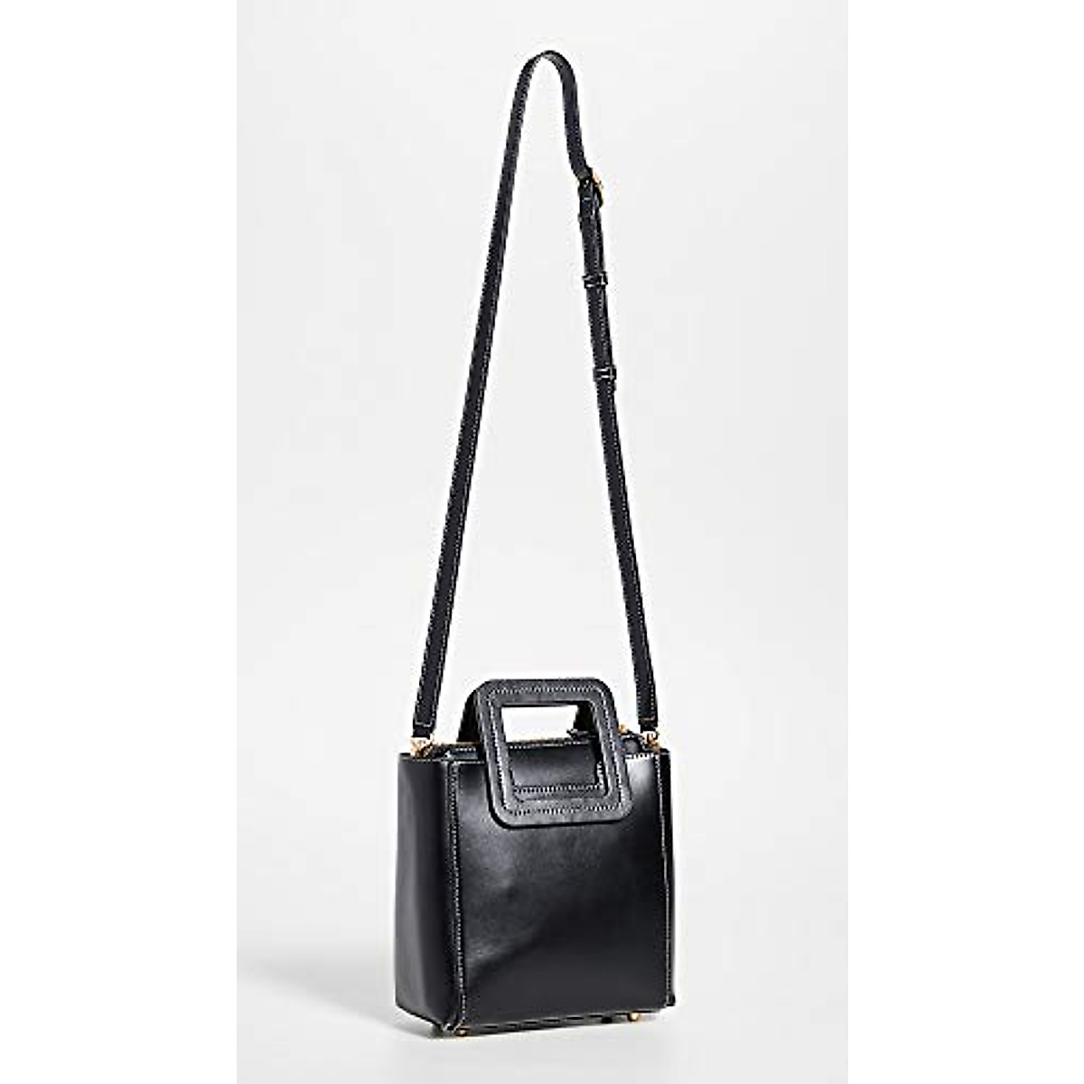 Staud Women's Black Leather Mini Shirley Tote Crossbody Handbag Messenger