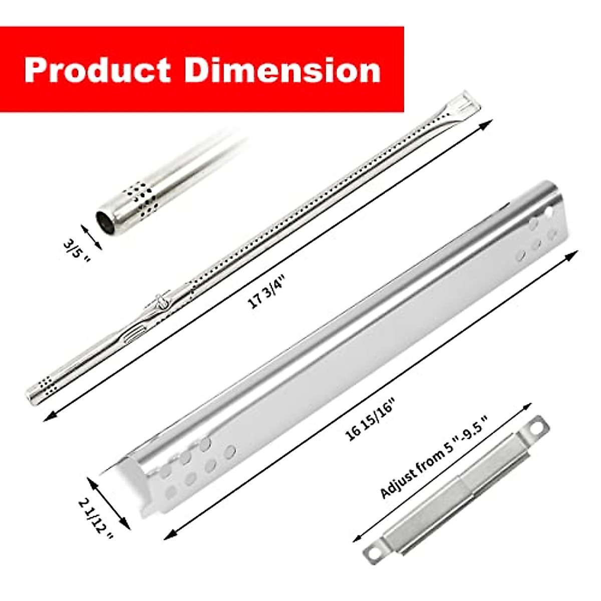 FIRXZYMZ Replacement Parts Kit for Charbroil Performance 5 Burner 463347519, 475 4 Burner 463347017 463673017 463376018P2, Heat Plates Burner Grills Adjustable Crossover Tube