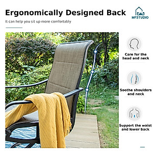 MFSTUDIO 7-Piece Metal Outdoor Patio Dining Furniture Set with 6 Padded Sling Swivel Chairs and 1 Expandable Outdoor Dining Rectangle Table