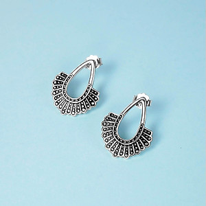 RBG Dissent Collar Earrings 925 Sterling Silver Stud Earrings RBG Earrings for Women Fan of Ruth Bader Ginsburg