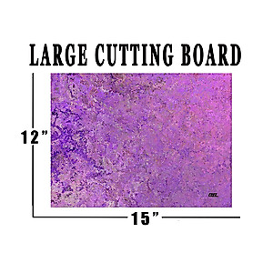 Purple Multicolored Pattern Textured Marble Art Kitchen Glass Cutting Board Modern Decorative Gift Abstract Wavy Contrast Design