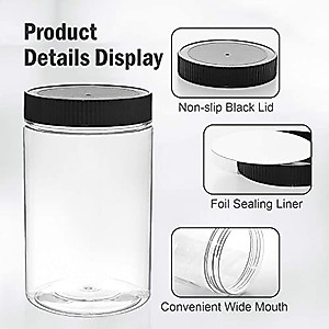 Vumdua 27 Ounce Plastic Jars with Lids, 3 Pack Food Storage Containers Airtight, Clear Containers for Organizing