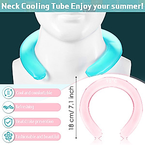 Neck Cooling Tube 2 Pcs Wearable Cooling Neck Wraps Reusable Neck Cooler Heat Cooling Cold Pack Summer Heat Relief for Summer Hot Flashes and Fever, Pink and Blue