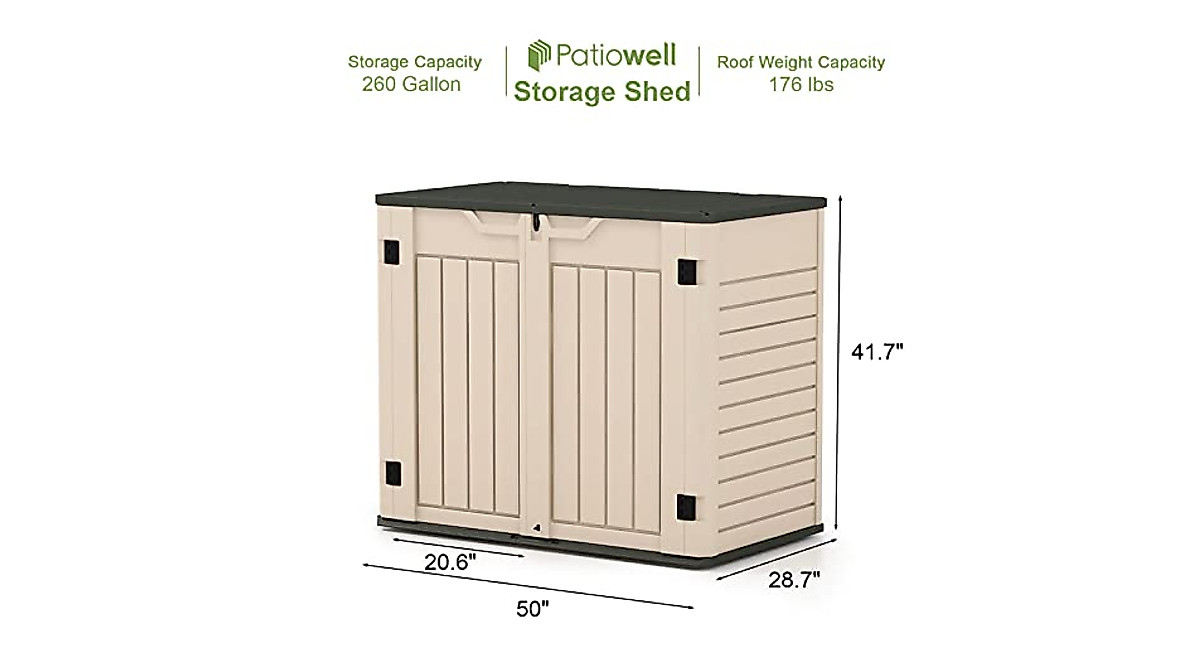 Patiowell 4x2 Outdoor Resin Storage Shed - Weather Resistant