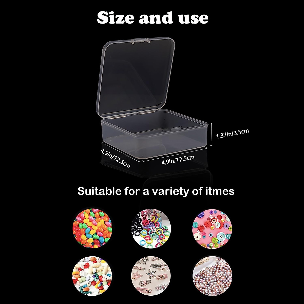 24-Pack Small Clear Plastic Storage Box with Lid - Durable Organizer and Storage Bins for Crafts, Art Supplies, Jewelry, and Tools - Compact, Stackable, and Portable (4.92 x 4.92 x 1.4 Inches)