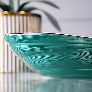 A&B Home Glass Fruit Bowl - Blue Green Decorative Bowl, Large Glass Bowl Tabletop Home Décor, Coffee Table Centerpiece Assecories, 13" x 9" x 3"