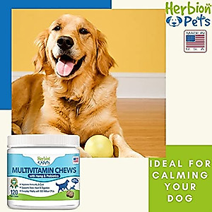 Herbion Pets Multivitamin Chews with Minerals & Probiotics; Improves Immunity & Coat; Supports Digestion; Brain & Heart Health; Delicious Natural Duck Flavor; Dog Supplements & Vitamins