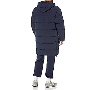 Amazon Essentials Men's Recycled Polyester Hooded Long Puffer, Navy, X-Large
