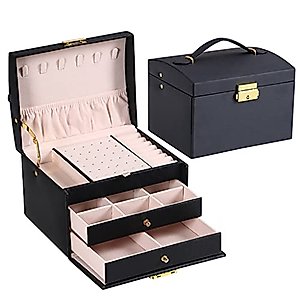 ZSEDP Layers Jewelry Organizer Box Exquisite Women Girls Gift Display Holder Earring Ring Necklace Storage (Color : D, Size : 17cm*14cm*13cm)