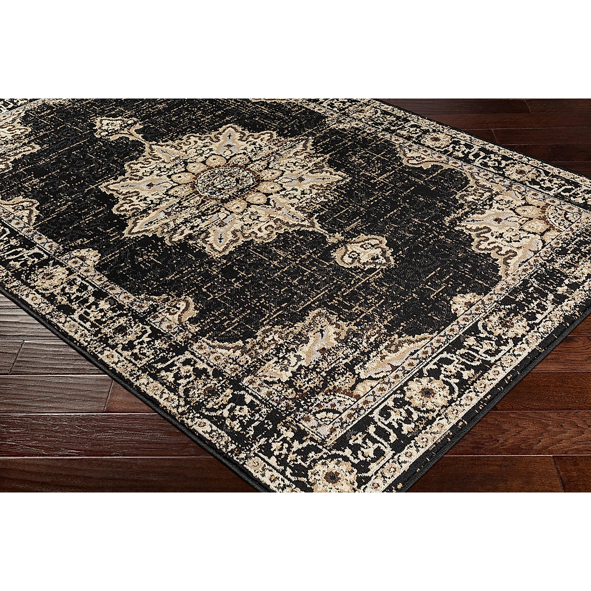 Mark&Day Area Rugs, 2x8 Pense Traditional Black Runner Area Rug, Black Brown Cream Carpet for Hallway, Kitchen, Bedroom or Living Room (2'2" x 7'7" Runner)