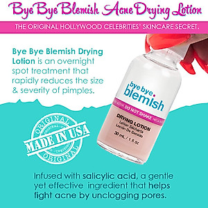 Bye Bye Blemish Acne Drying Lotion, Reduce Pimples Overnight 1oz, 1-Pack