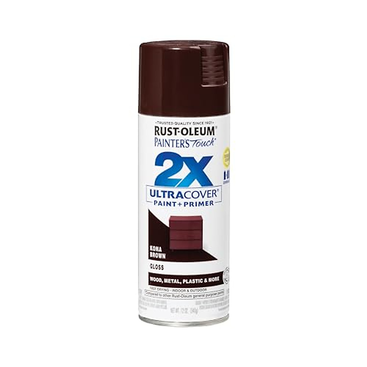 Rust-Oleum 334038 Painter's Touch 2X Ultra Cover Spray Paint, 12 oz, Gloss Kona Brown