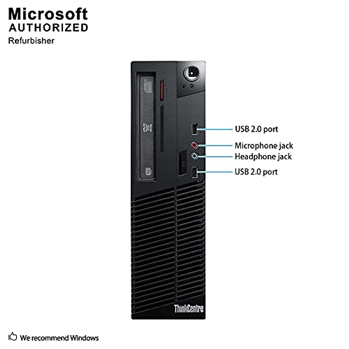 lenovo ThinkCentre M73 SFF Small Form Factor Business Desktop Computer, Intel Dual-Core i3-4130 3.4GHz, 8GB RAM, 500GB HDD, USB 3.0, WiFi, DVD, Windows 10 Professional (Renewed)