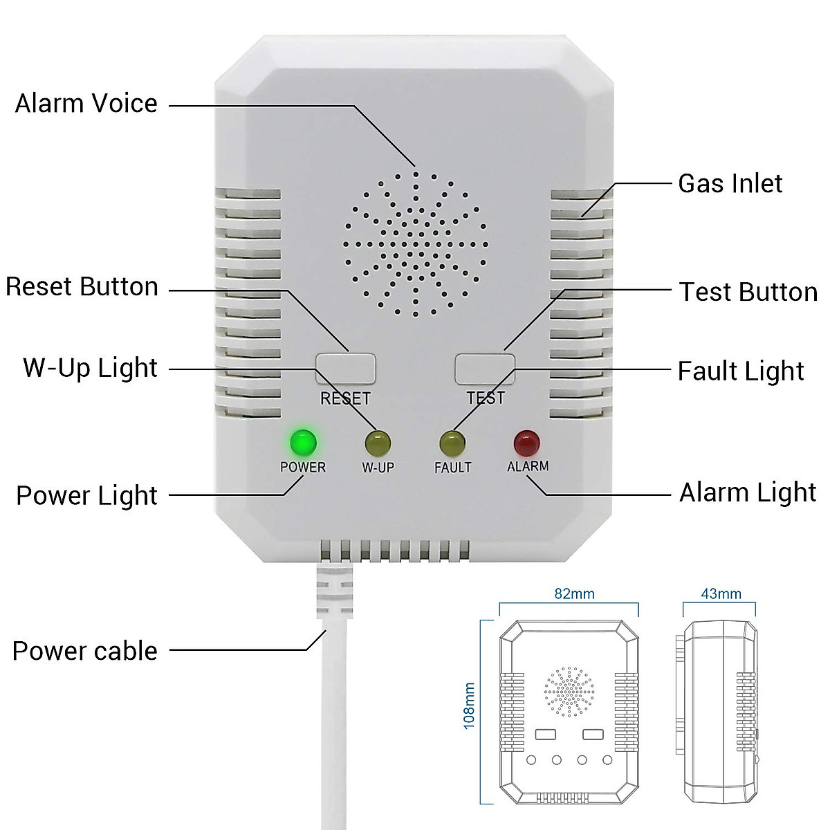 Carbon Monoxide Detector and Natural Gas Detector Alarm with Line Combination 2-in-1 Co Combustible Gas Leak Detector,Propane,LPG,Gas Leak Alarm for Kitchen/Home