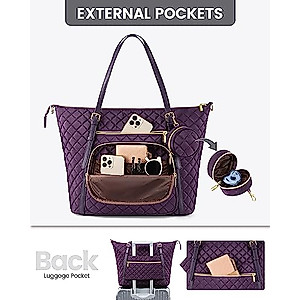 LOVEVOOK Diaper Bag Tote, Large Travel Baby Diaper Bag with Pacifier Holder and Changing Pad, Quilted Diaper Tote for Baby, Waterproof Mommy Bag for Hospital, Stylish & Multifunction, Purple