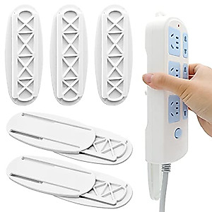 FENGWANGLI Power Strip Holder, 5 Pack Self Adhesive Surge Protector Mount Punch Free Cable Management System
