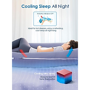 QUEEN ROSE Pregnancy Pillows, Cooling U Shaped Body Pillow for Sleeping, Maternity Pillow for Pregnant Women, Organic Cotton and Back Pain Relief, Grey