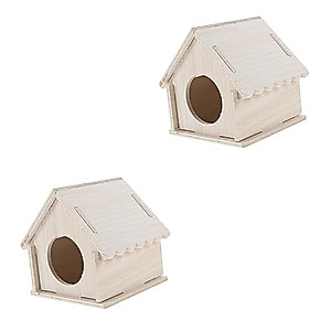 Balacoo 2pcs Wooden pet House Wooden Toys Hamster Toy Wooden House Hamster Accessories Chinchilla Hamster nest Small pet Small Animals Wooden cage Seesaw The Swing Multi-Layer Small House
