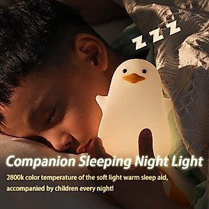 Crtivetoys Cute Seagull Night Light for Kids Animal Silicone Nursery LED Table Lamp Children's Dimmable Baby's Room Decoration Bedside Touch Timer Table USB Charger Cartoon Duck Night Light