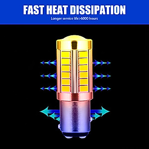 UGSHY 4 Pack Car LED Turn Tail Brake Signal Light, 1157 33SMD Super Bright Light Bulbs, Reversing Light, 12V Interior RV Camper Trailer Lighting Back Up Reverse Lights (White) (UGLED1606WH-1157-4PS)