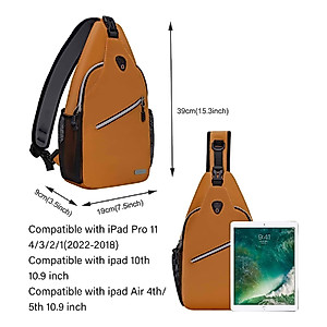 MOSISO Sling Backpack, Multipurpose Crossbody Shoulder Bag Travel Hiking Daypack, Brown, Medium