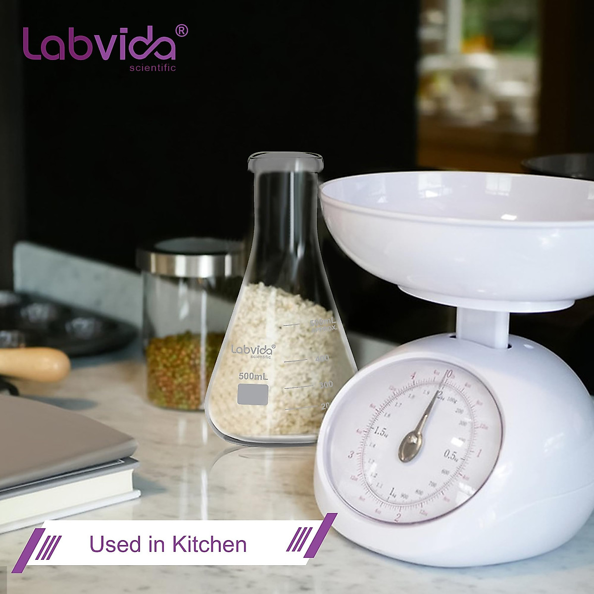 Labvida 6pcs of Narrow Mouth Glass Erlenmeyer Flasks, Vol.150ml, 3.3 Borocilicate with Printed Graduation, LVC002