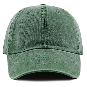 The Hat Depot 100% Cotton Pigment Dyed Low Profile Dad Hat Six Panel Cap (1. Green)