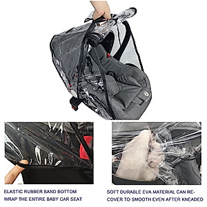 Baby Car Seat Rain Cover Universal Weather Shield Waterproof,Easy Access Zipper,Side Ventilation,EVA Material,Newborn Infant Child Travel Accessories