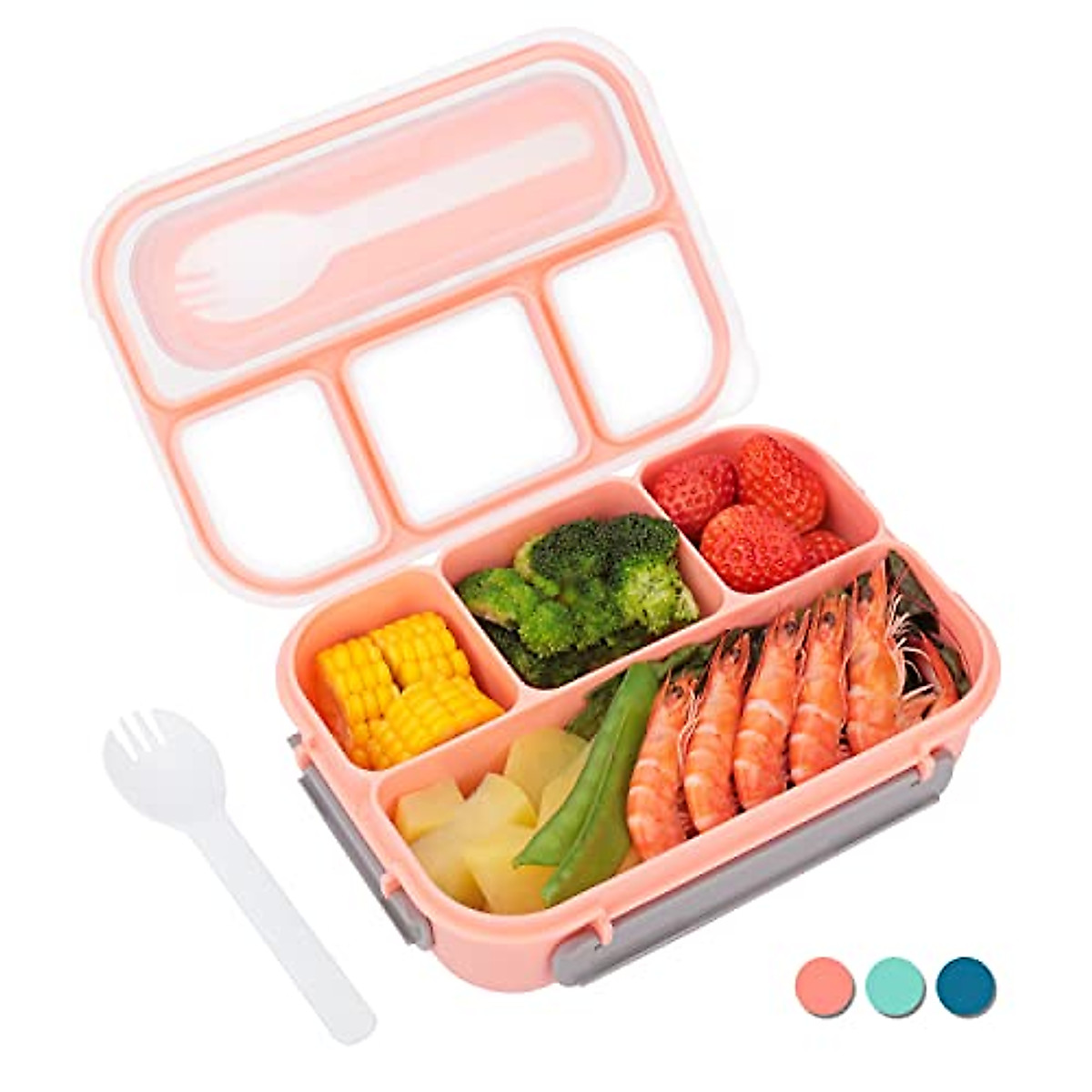 Vensp Adult Lunch Bento Box, lunch Boxes for School, Toddler/Kids/Adults, 1300ml-with 4 Compartments&Fork, Leak-Proof, Men Women lunch box, Microwave/Dishwasher/Freezer Safe, Bpa-Free(Pink)