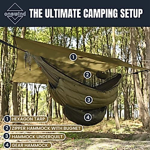 onewind Underquilt Double Hammock Camping Insulation Night Protector, Full Length,35-50 Degrees, 4 Season Warm Sleeping Quilt, Portable for Backpacking, Travel