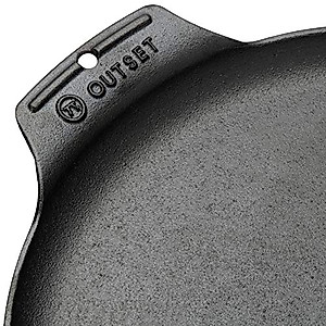 Outset 76378 Scallop Cast Iron Grill and Serving Pan , Black