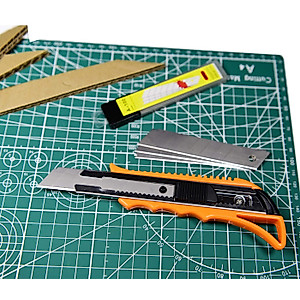 WEKOIL Utility Knives Retractable Box Cutter,18mm Wide Snap Off Blade Knife,11 Carbon Steel Blades,Hobby Art Paper Knives with Comfortable Handle,Heavy Duty for Office Home Garage Orange