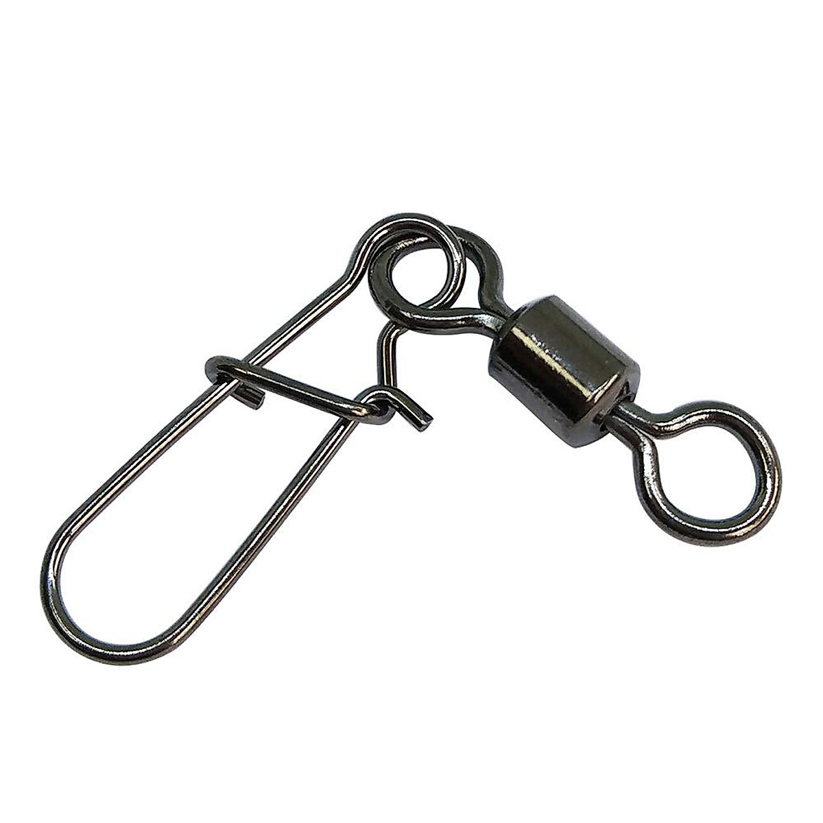 Unclesport 100pcs Fishing Rolling Swivel with Nice Snap Freshwater Bass Fishing Accessories Sea Fishing Gear 10#-0.83"/17LB