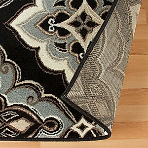 Superior Crawford Collection Area Rug, 8mm Pile Height with Jute Backing, Gorgeous Mediterranean Tile Pattern, Fashionable and Affordable Woven Rugs - 5' x 8' Rug, Black