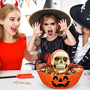 Hemoton Halloween Trick Or Treat Candy Bowl, 11.6 in Plastic Halloween Candy Bowl Pumpkin Bowl Halloween Party Supplies Serving Bowl Tableware Halloween Candy Holders（Orange）