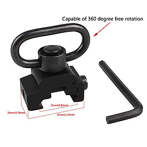 Xage QD Sling Swivel Mount - with Base Rail Mounted Push Button (Sling Attachment for Picatinny/Weaver)
