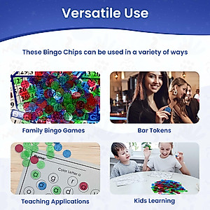 MR CHIPS Bingo Chips 3/4" Size - 600 Counting in Blue, Red and Green Color Smiley Face Design Versatile for Classroom Activities & Board Games