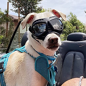 ENJOYING Small Dog Goggles Anti-UV Puppy Sunglasses Soft Pet Motorcycle Eyewear Fog-Proof Windproof Shatterproof Dog Glasses for Small-Medium Dogs, Sliver