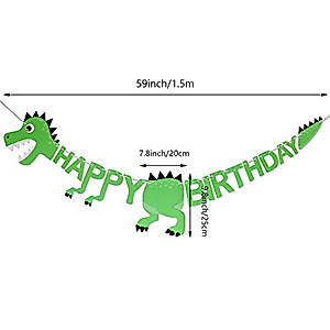 Dinosaur Happy Birthday Banner, Dinosaur Party Supplies Decorations, Dinosaur Bunting Flag Garland for Kids Birthday Party Favors Supplies
