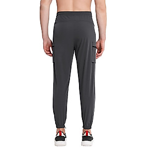 BROKIG Men's Joggers Lightweight Workout Pants Ankle Zip Gym Athletic Sports Running Sweatpants Men with Pockets(Dark Grey,Large)