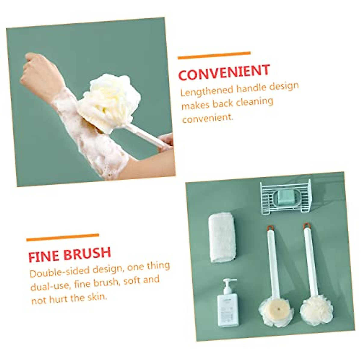 Sponges for Bathing Bath Brush Shower Brush Silicone scrubbers Skin exfoliating Tool Silicone Body Brush Shower Scrubber pet Nylon Wool Double Sided Brush loofah White