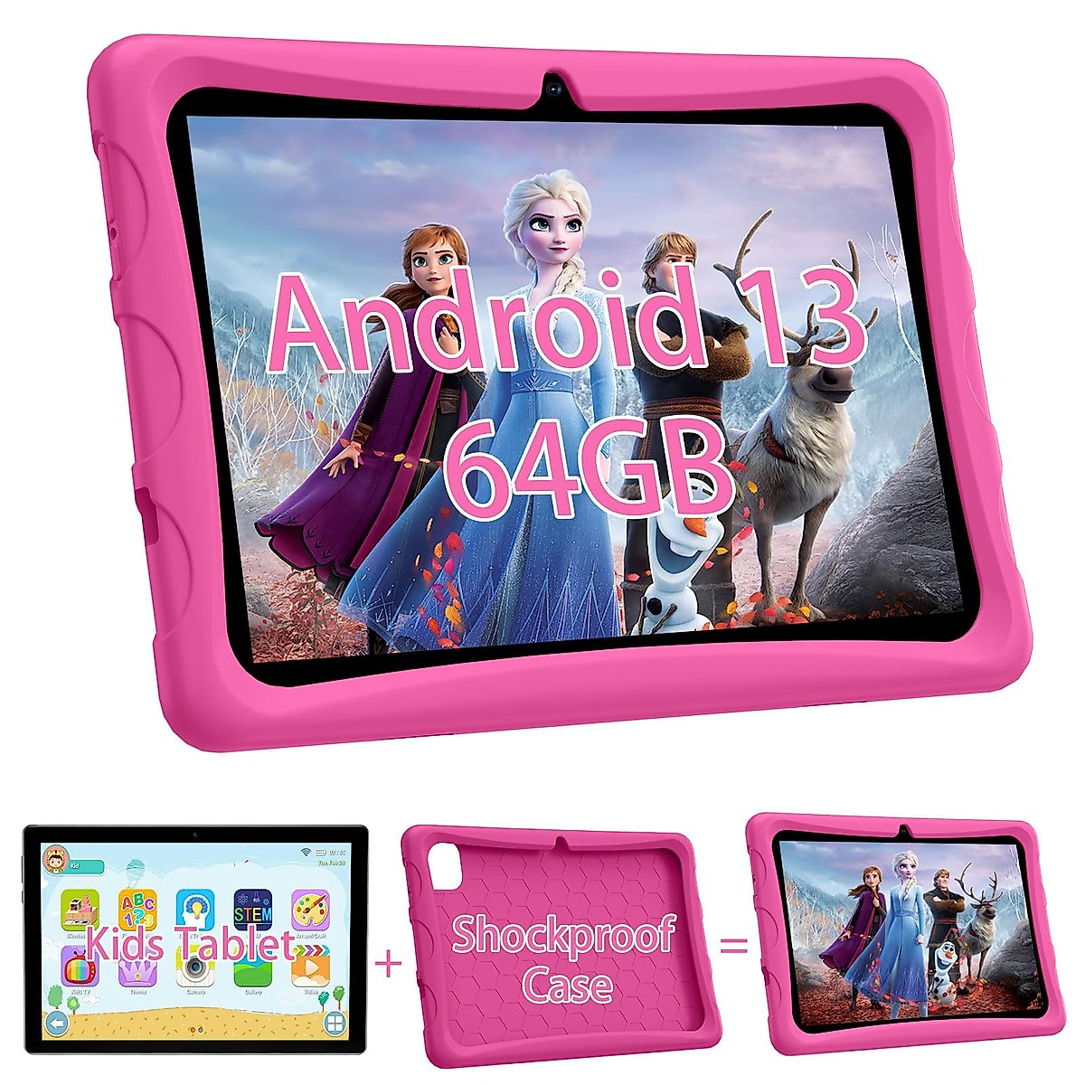 COLORROOM 2024 New 2 in 1 Tablet PC, 10inch Android 13 Tablet with Keyboard, 8GB+128GB, Case, Mouse, Stylus, Quad Core 2.0GHz, HD Touch Screen, Dual Camera, Dual Wi-Fi 6, Bluetooth, Tableta PC