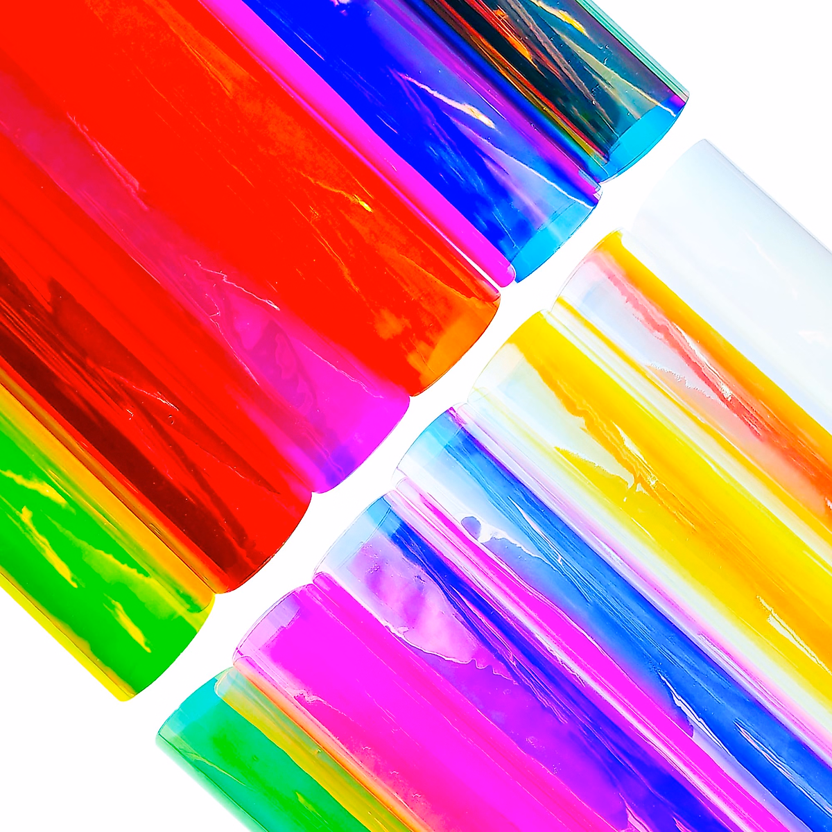 HYANG Holographic PVC Clear Jelly Vinyl Fabric 14Pcs/Set A4 8" X 12" (21 cm x 30 cm) Thickness: 0.3mm PVC Fabric for Making Handbags, Earrings, DIY Projects